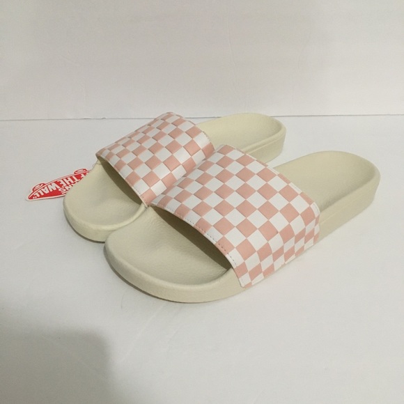 Vans | Shoes | Vans Womens Slide Sandals Pink White Checkered | Poshmark